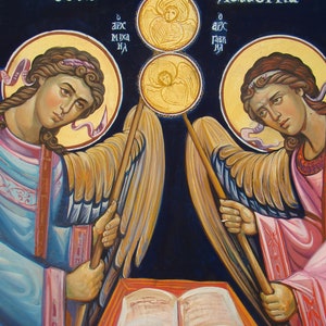 Archangels, Τhe Divine Liturgy Hand Painted Byzantine Icon | Unique ...