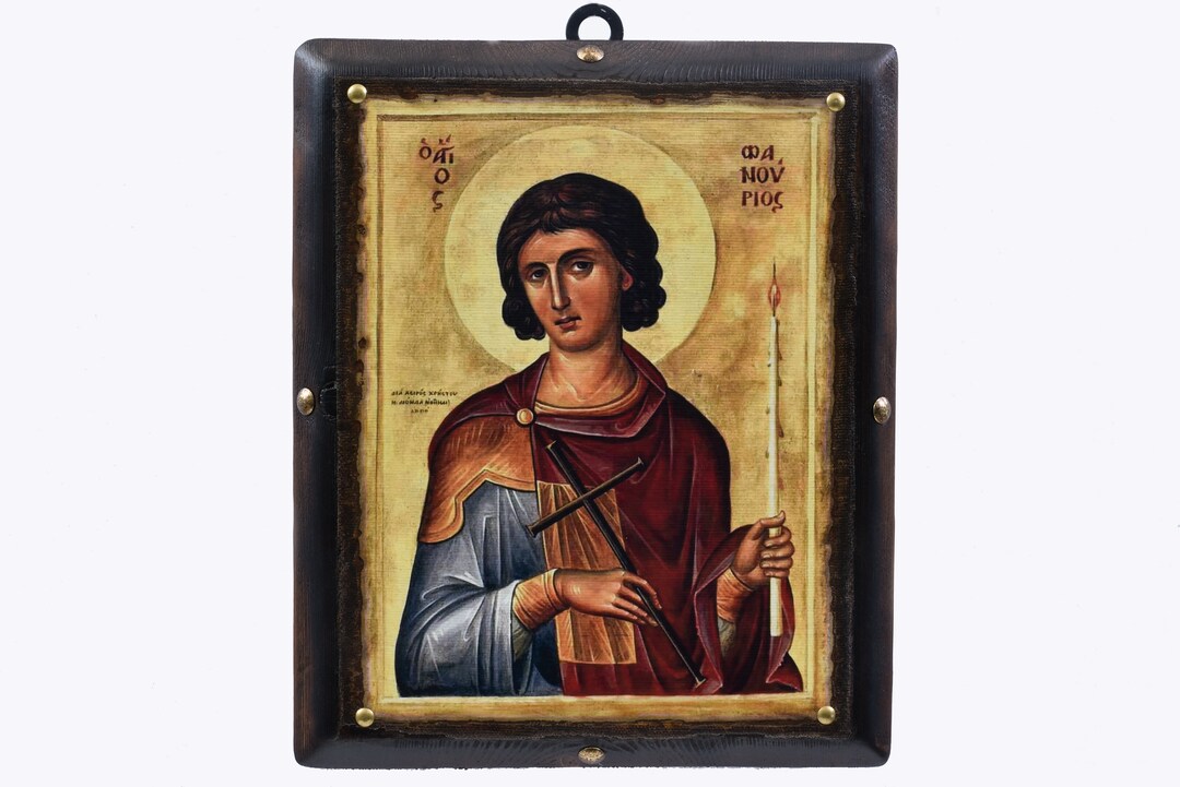 St. Fanourios Handmade Wooden Byzantine Icon Greek Orthodox - Etsy