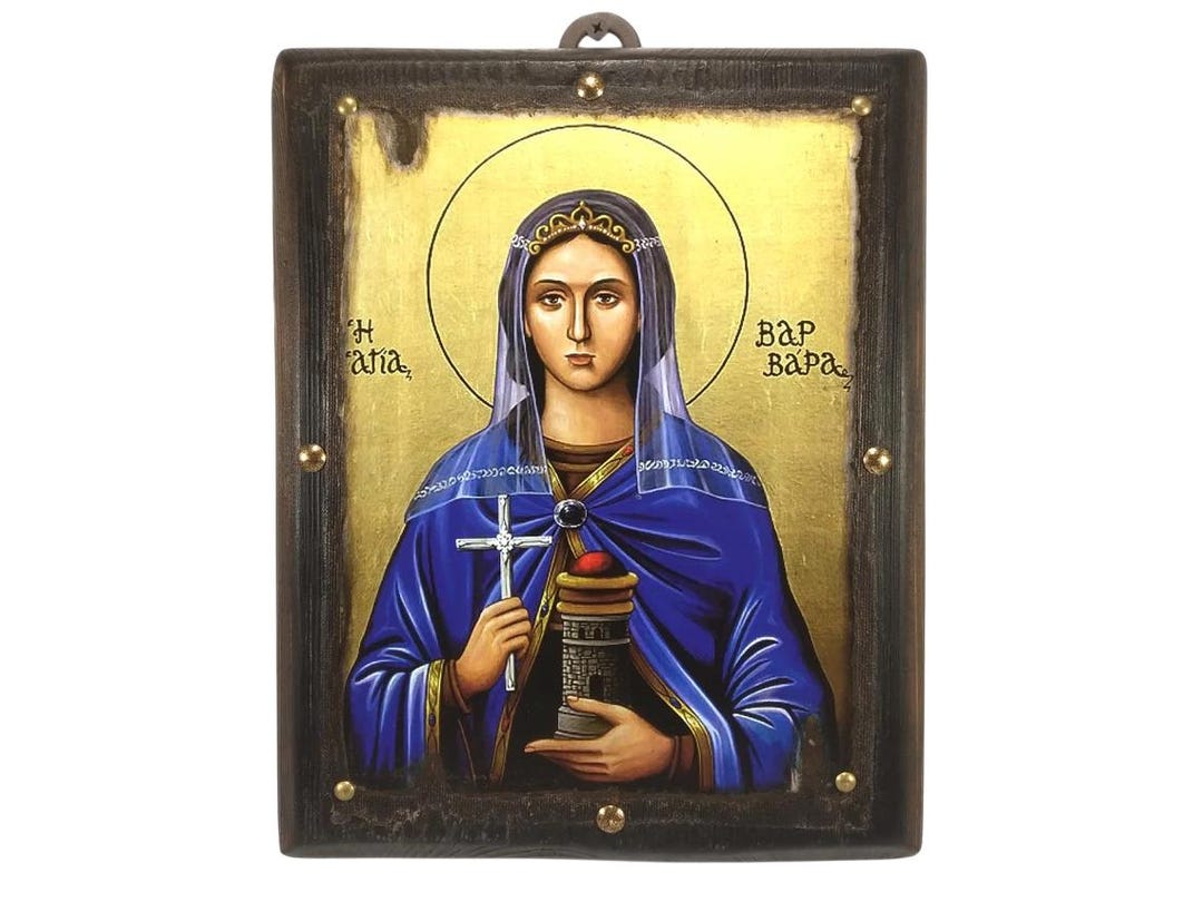 Handmade Saint Barbara Byzantine Icon: Greek Orthodox Religious Art - Etsy