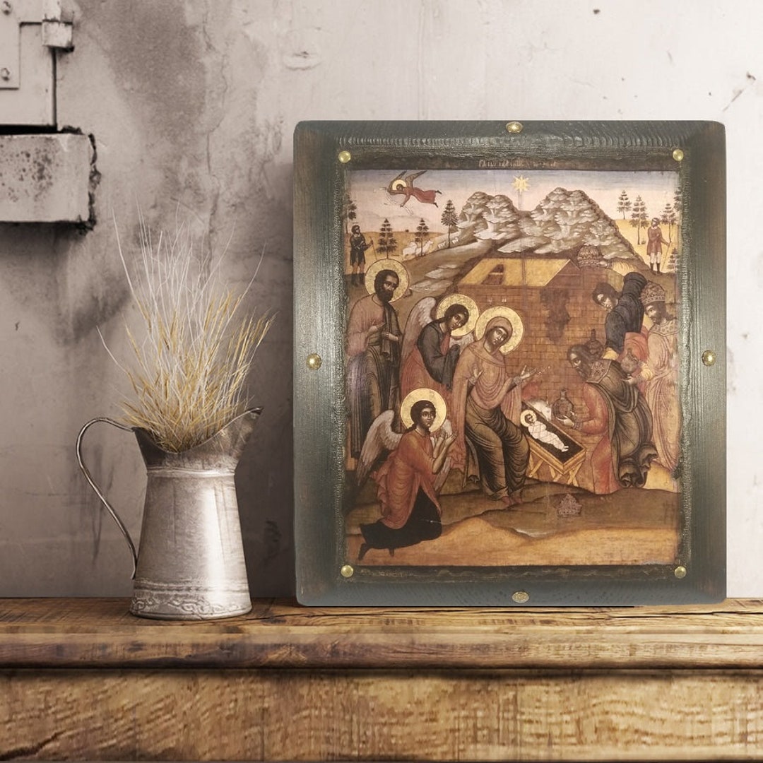 Adoration of the Magi, Handmade Wooden Byzantine Icon, Greek Orthodox ...