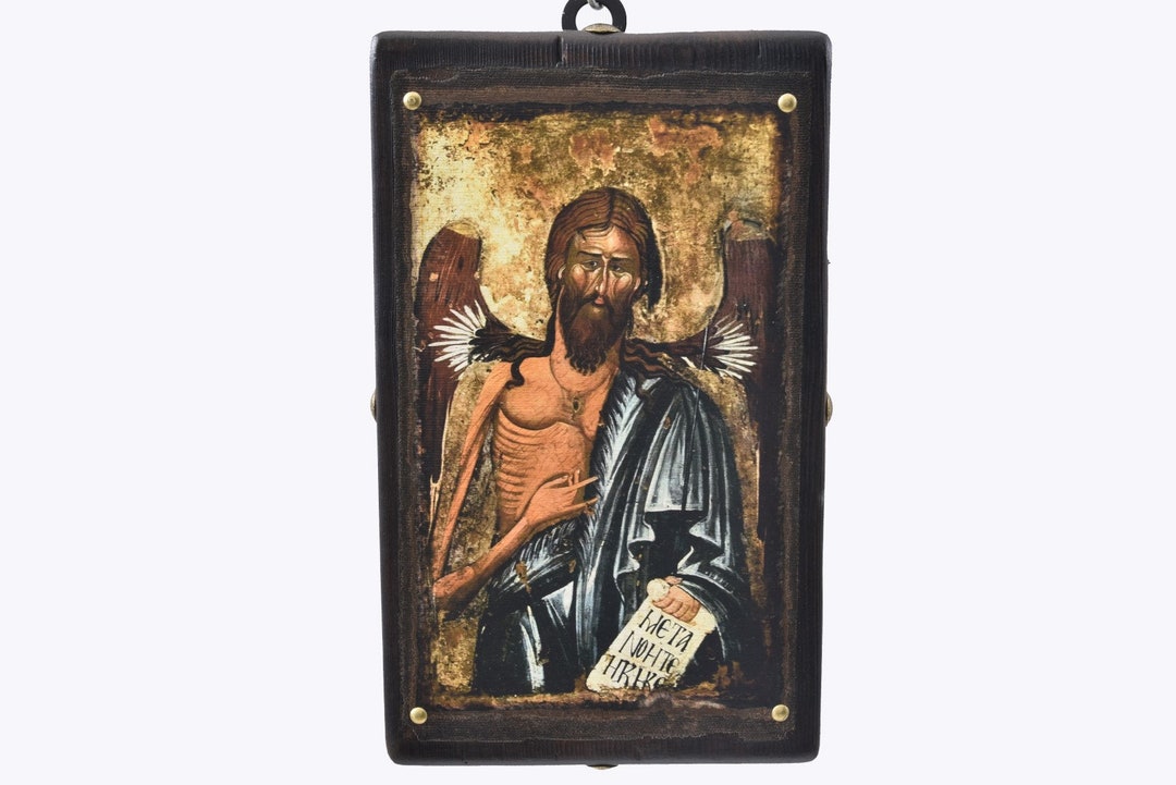 Saint John the Forerunner, Handmade Wooden Byzantine Icon, Greek ...