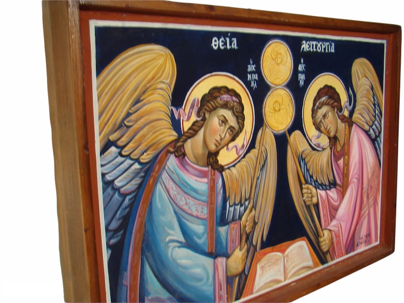 Archangels Τhe Divine Liturgy Hand Painted Byzantine Icon - Etsy