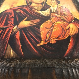 Virgin Mary Queen of Angels, Handmade Wooden Byzantine Icon, Greek ...