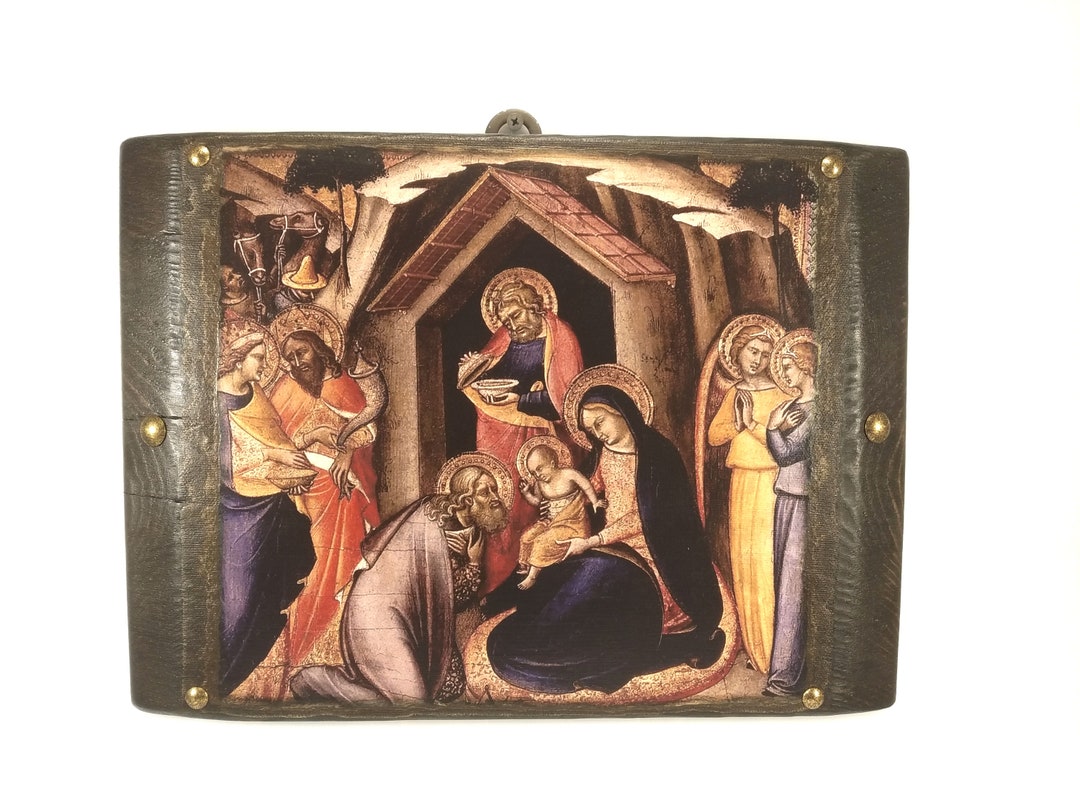 Adoration of the Magi, Handmade Wooden Byzantine Icon, Greek Orthodox ...