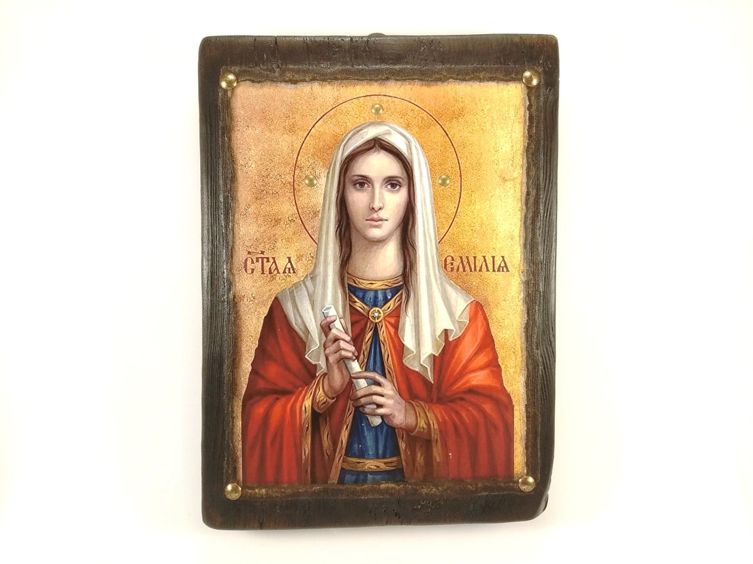 Saint Emelia, Handmade Wooden Byzantine Icon, Greek Orthodox Icons ...
