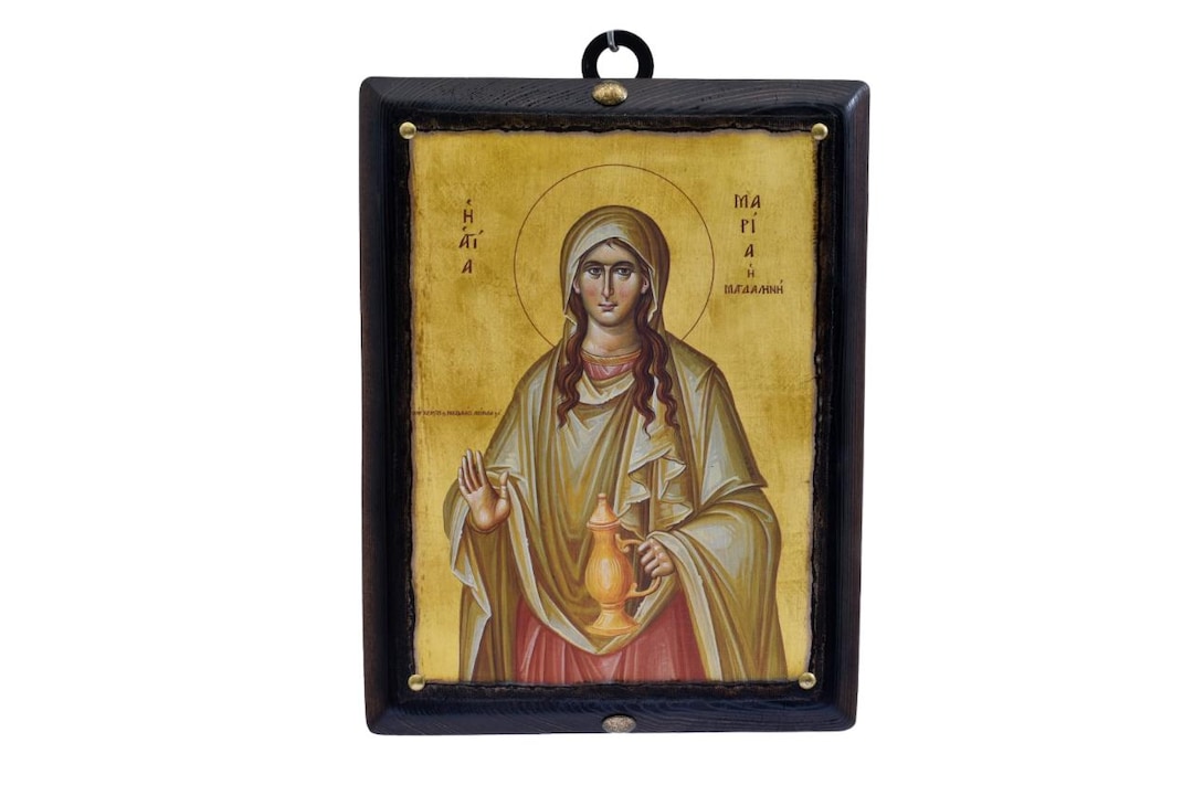 Saint Mary Magdalene, Handmade Wooden Byzantine Icon, Greek Orthodox ...