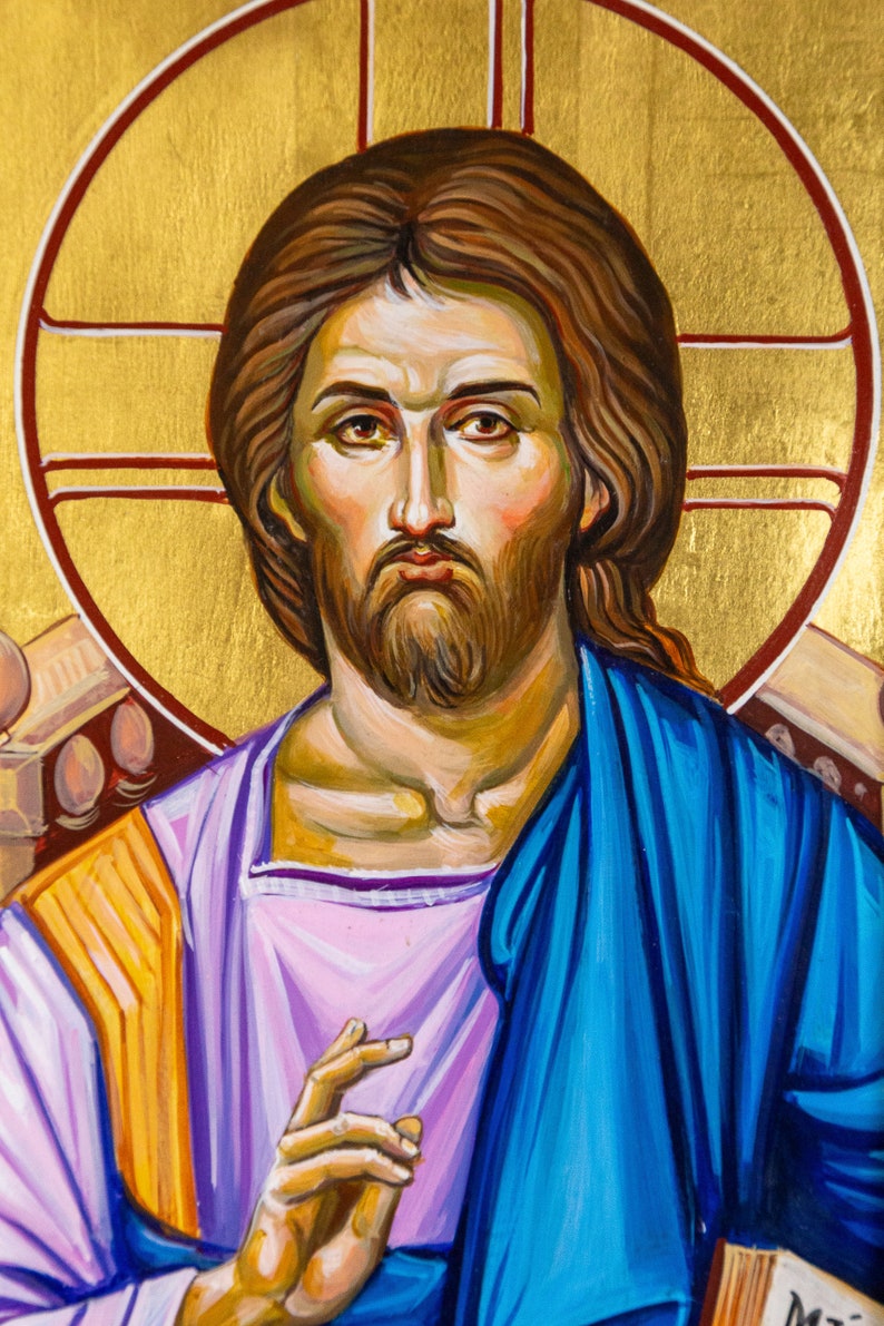 Jesus Crist Enthroned, Hand Painted Icon Byzantine Icon | Christian Art ...