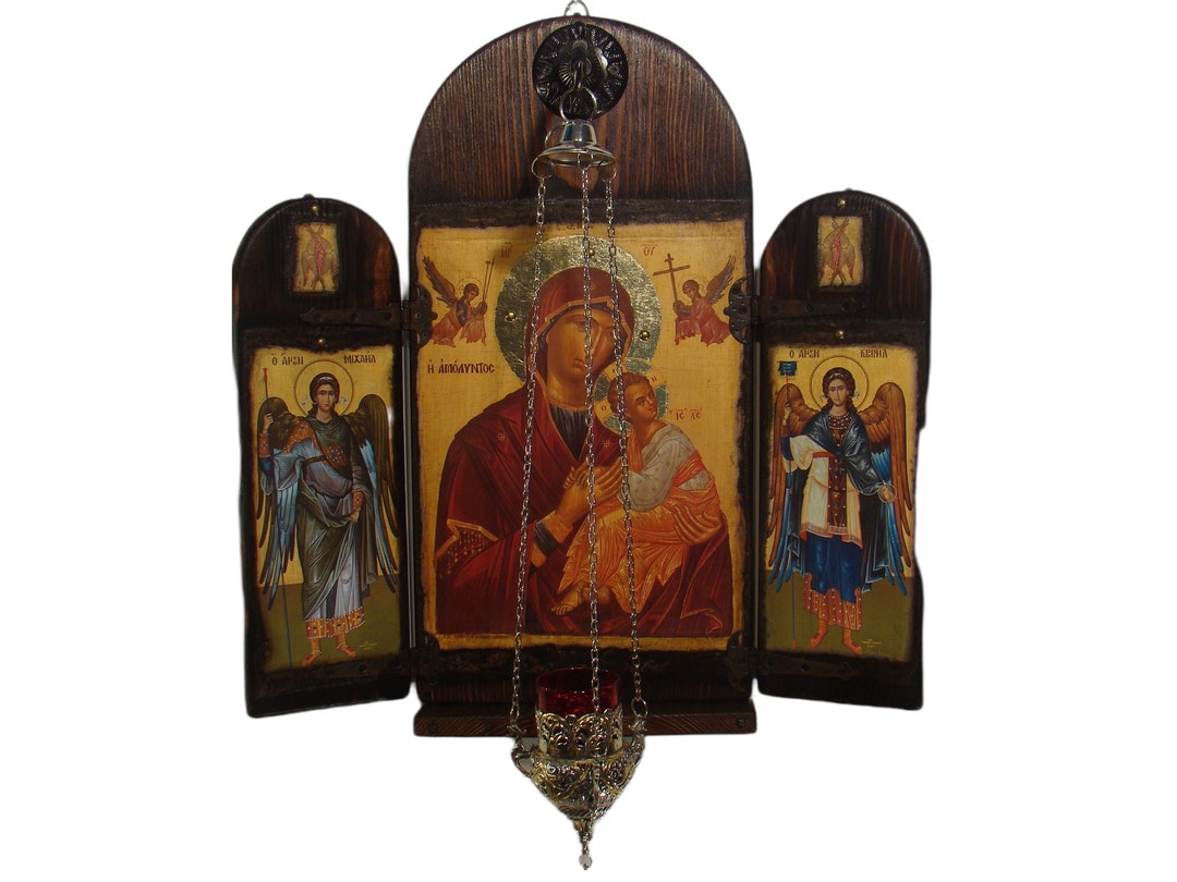 Virgin Mary Immaculate With Jesus and Archangels Handmade Wooden ...