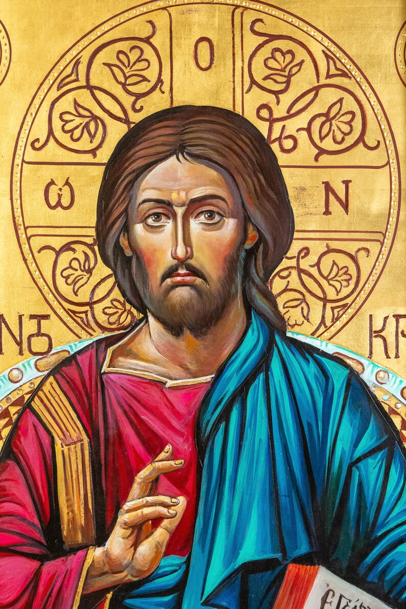 Jesus Crist Blessing Hand Painted Byzantine Icon 33Χ26 - Etsy