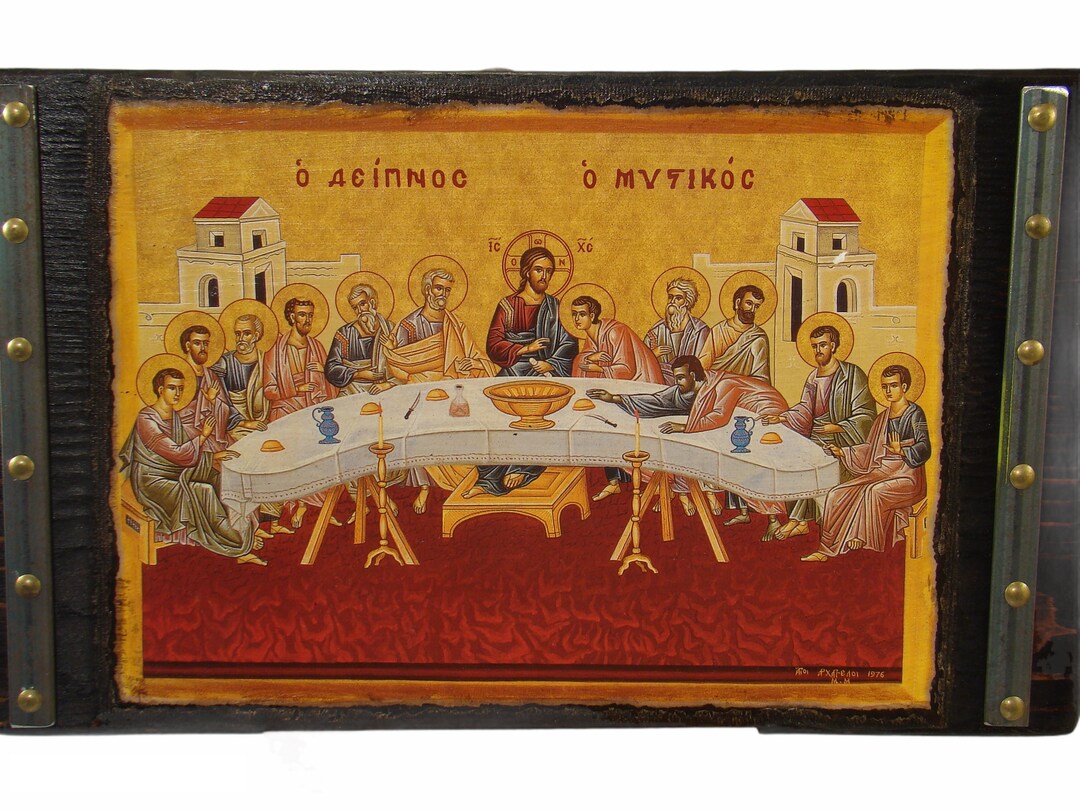 The Last Supper Icon, Handmade Wooden Byzantine Icon, Christian Icons ...