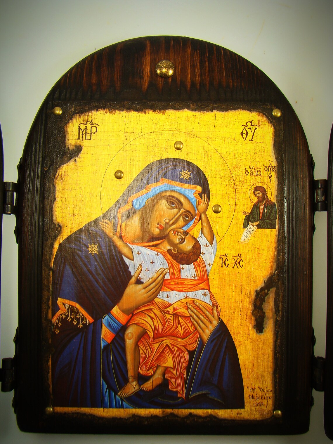 Virgin Mary Eleousa and Archangels Handmade Wooden Byzantine - Etsy