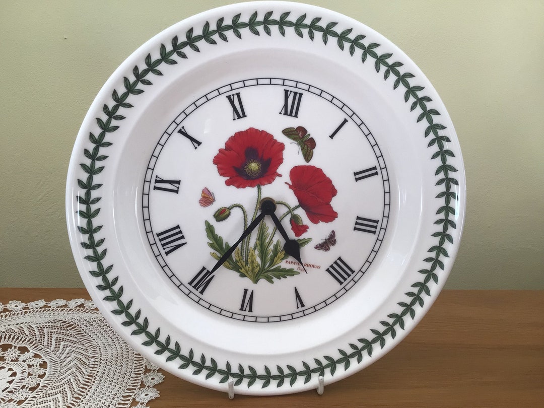 Portmeirion Botanic Garden Wall Clock, poppy Design. Battery Wall Clock ...