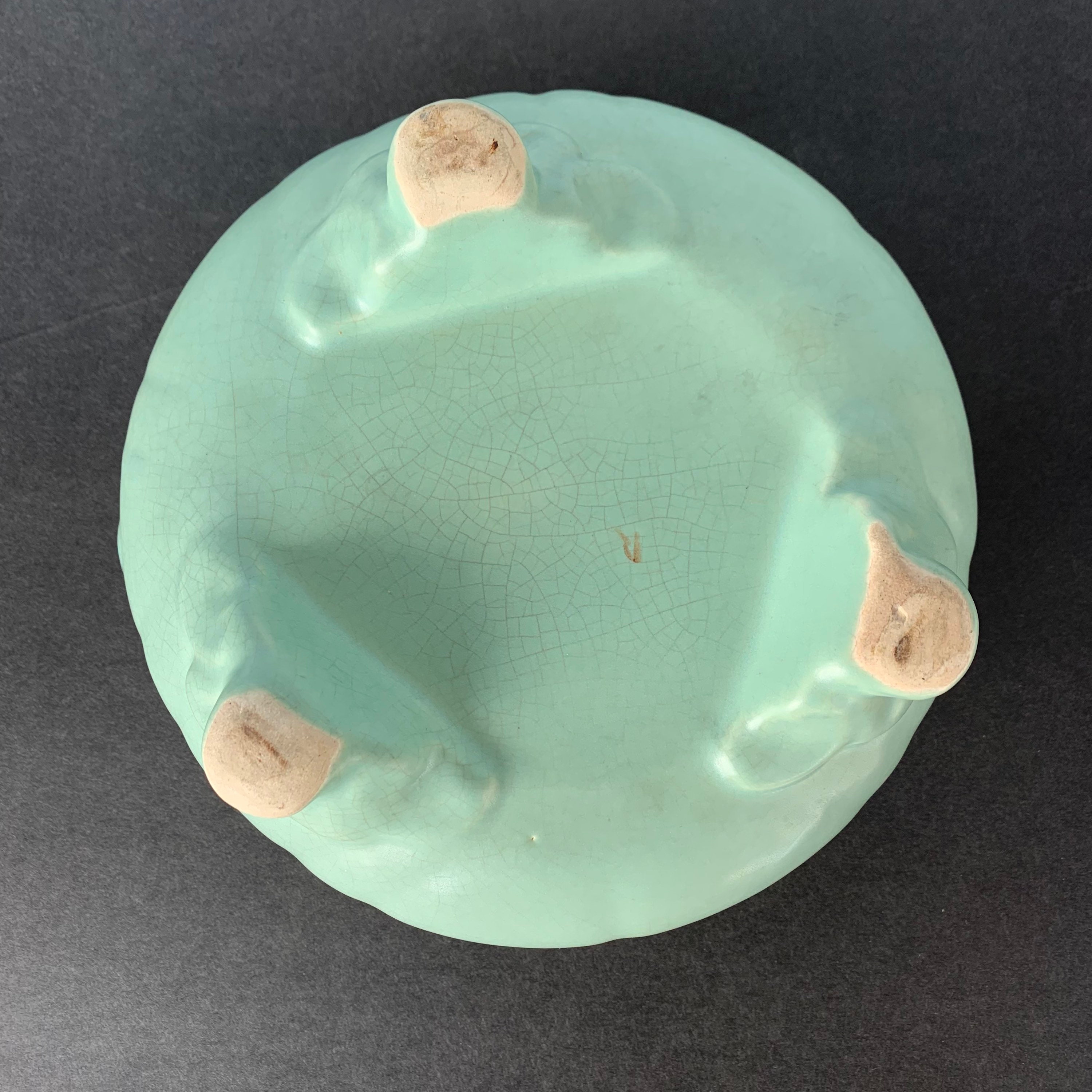 Vintage Weller Pottery Cameo Rose Planter - 1930s - Soft Green and White Ceramic Footed Bowl ...