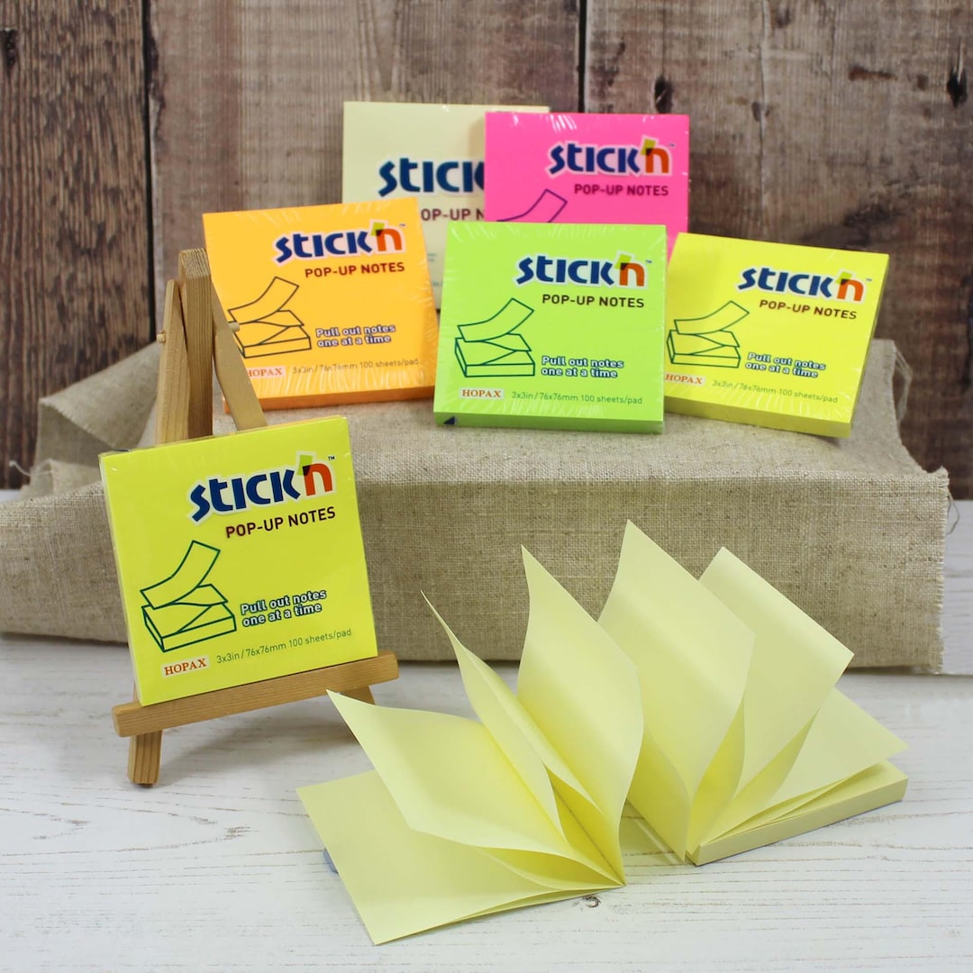 Stick’n Pop up Sticky Post Script Pad Notes Stick & Remove It 76mm X ...