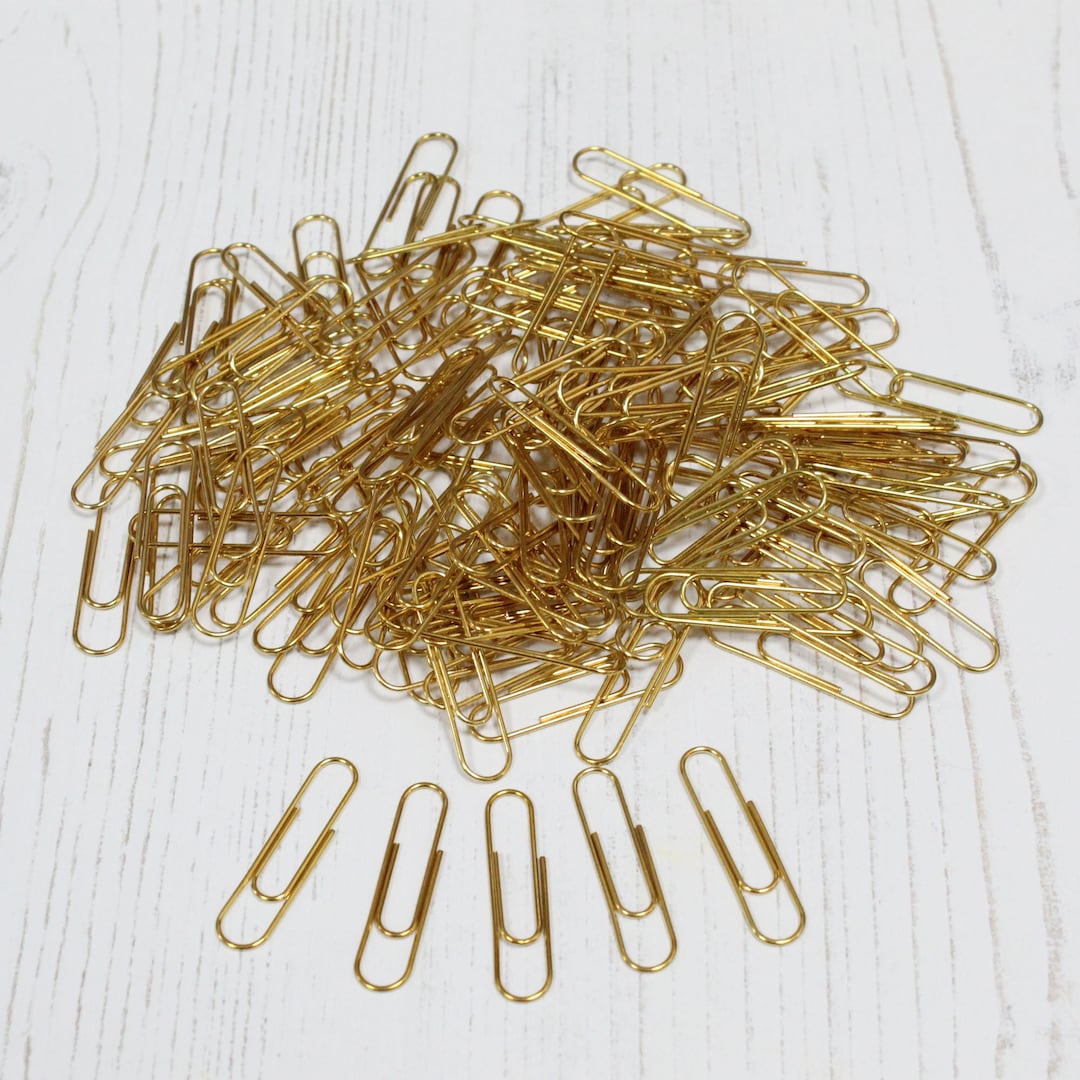 Pure Solid Brass Paper Clips 31mm Large Rustless Corrosion Proof Gold ...