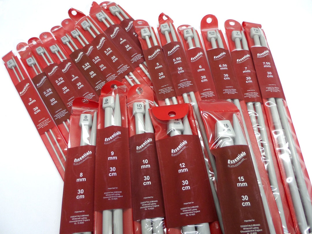 Knitting Needles Whitecroft Essentials Knit Pins 20 Sizes in 30cm ...