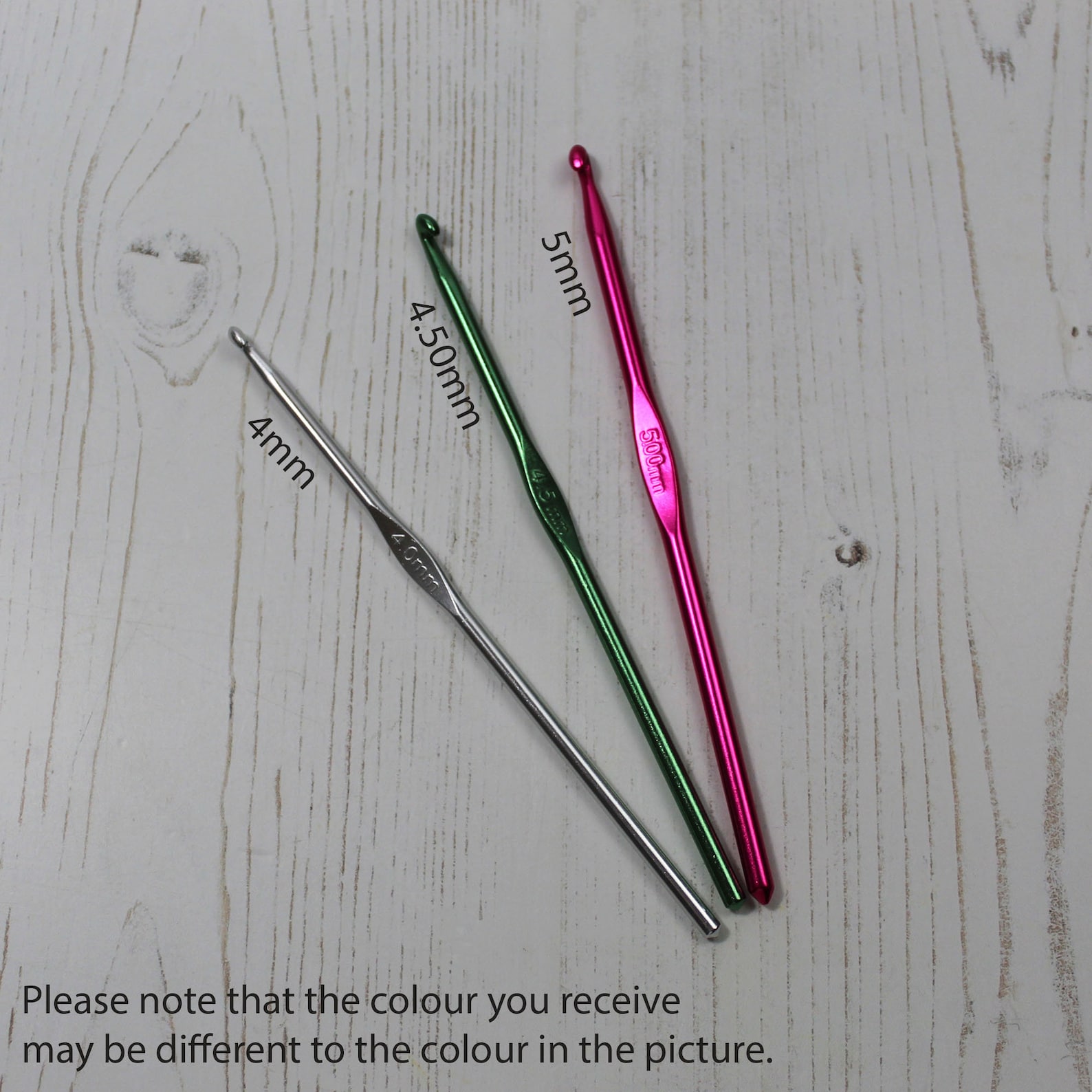 Coloured Crochet Hooks Aluminium Metal Bright Colours in 10 Sizes and ...
