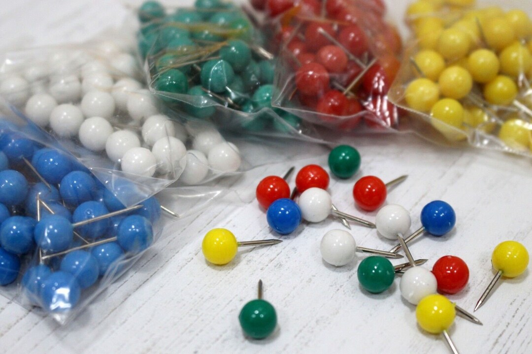 Map Pins 50 Large 8mm Head for Flag Indicator Cork Notice Boards Arts ...