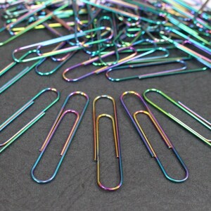 Giant Jumbo 75mm Paper Clips Metallic Explosion of Rainbow Coloured ...