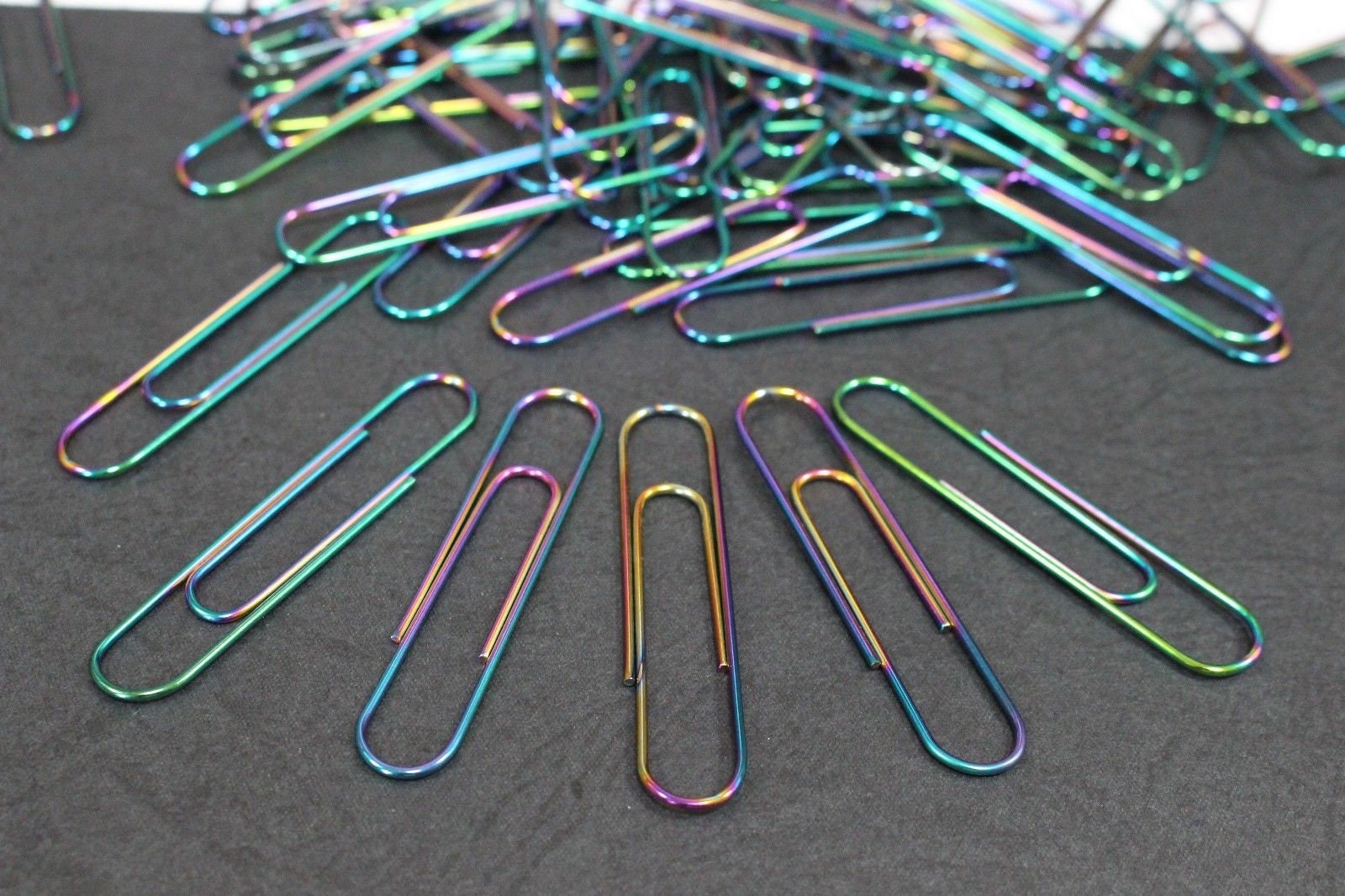 Giant Jumbo 75mm Paper Clips Metallic Explosion of Rainbow Coloured ...