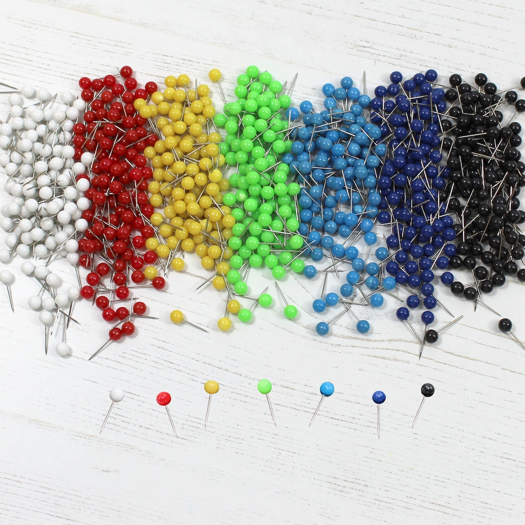 Map Pins 100 Small 5mm Head for Flag Indicator Cork Notice Boards Art ...