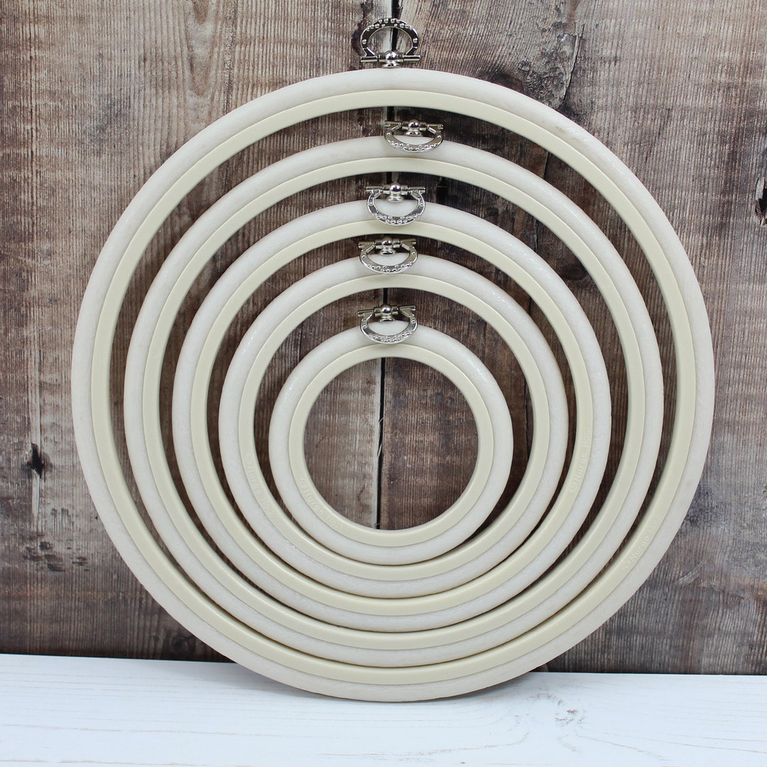 Nurge Embroidery Flexi Hoop Round Cross Stitch Display White in 2 Sizes ...