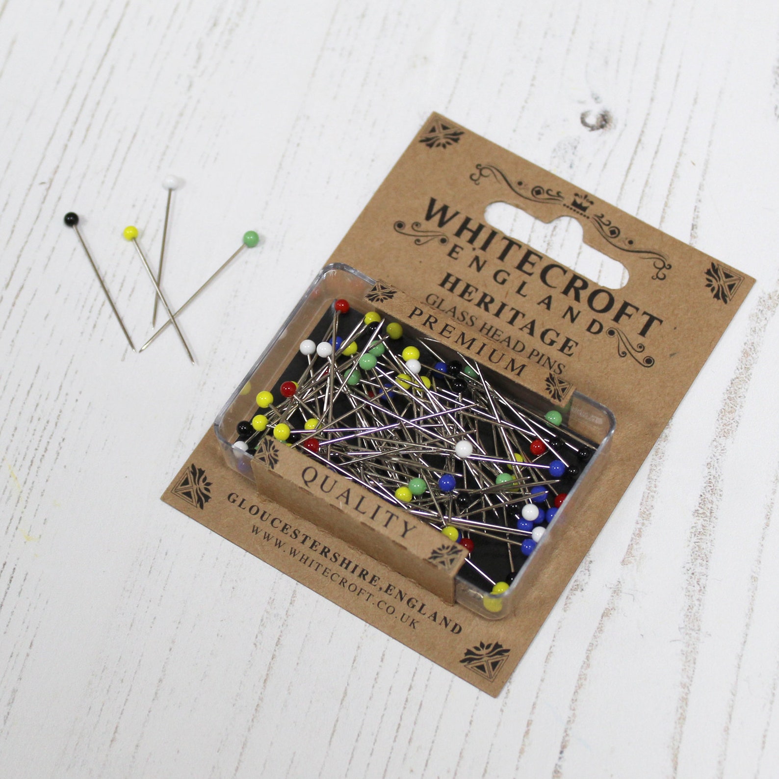 Whitecroft Heritage Glass Head Pins Assorted Colours - Etsy