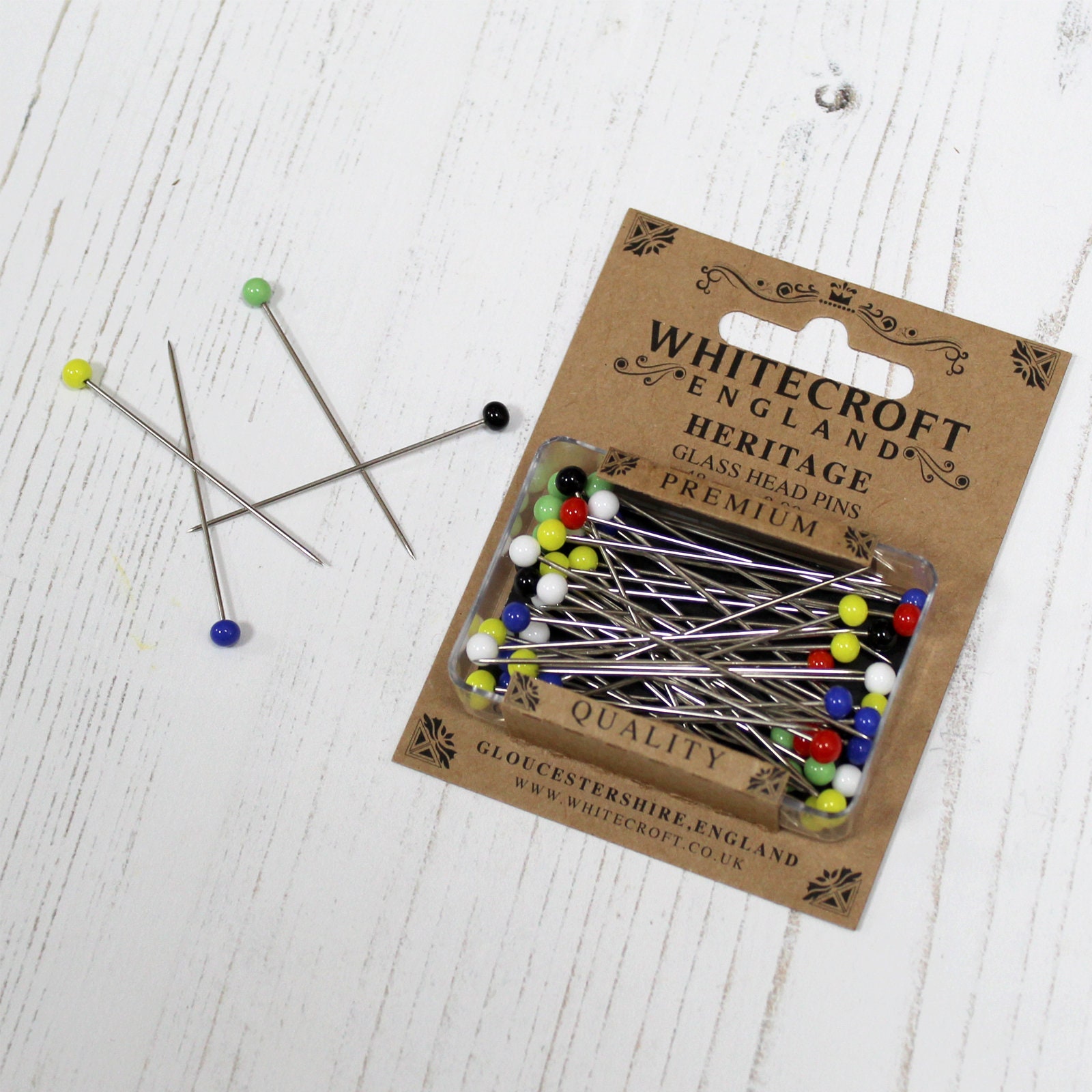 Whitecroft Heritage Glass Head Pins Assorted Colours - Etsy