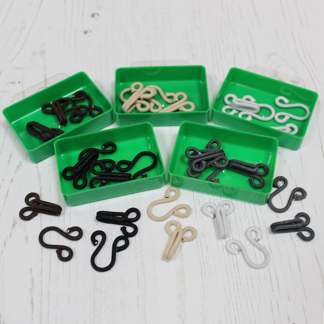 Fur Hook & Eyes Cotton Covered Fasteners 5 Coloured Options 3 Pairs per ...