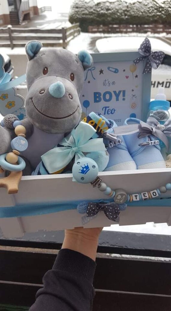 Toys & Games Baby Diaper Box Blue Boy Pacifier Chain with Name and ...