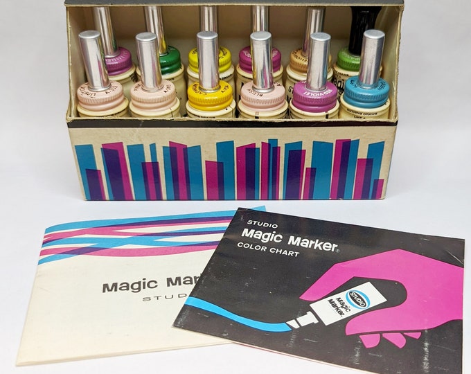 1962 Studio Magic Marker Set in Original Box. 12 Markers in Glass Jars. - Etsy