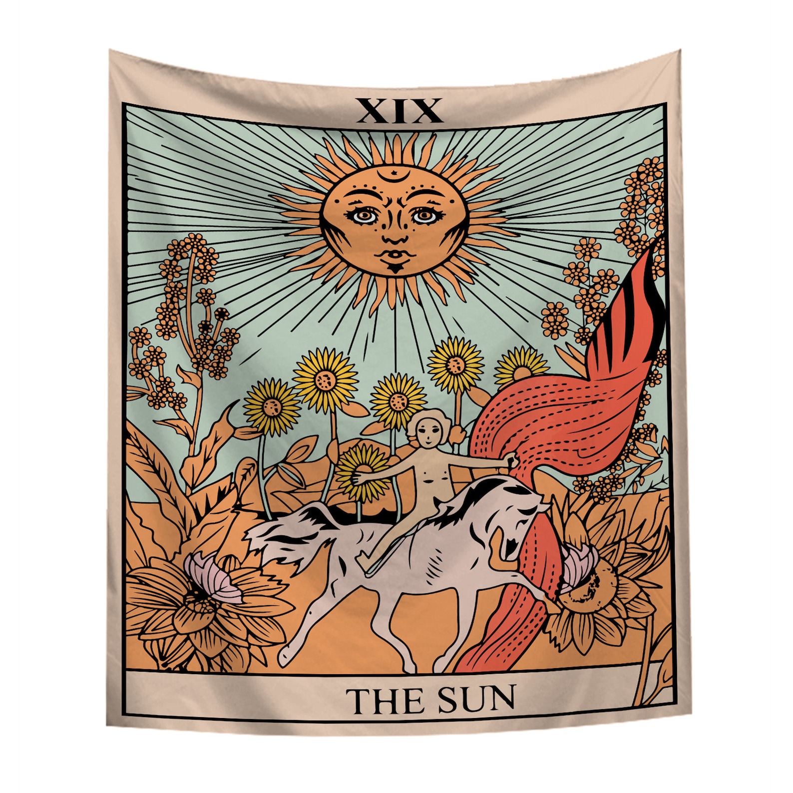 The Sun Tarot Card Tapestry Rider Waite Wall Tapestry Sun Etsy