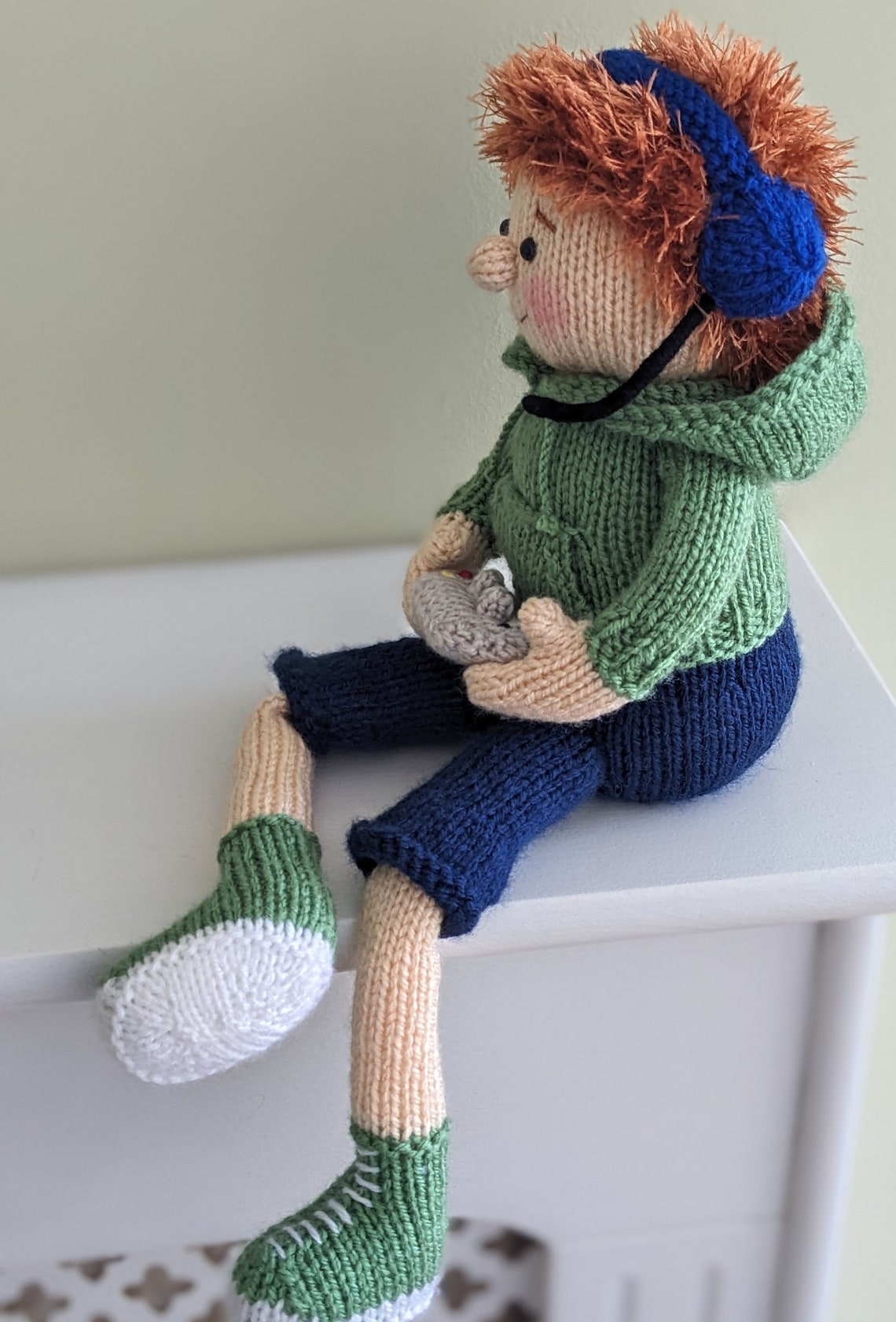 Knitting Pattern. PDF Digital Download. Gary the Gamer Shelf Sitter. Pattern Download. Knitted ...