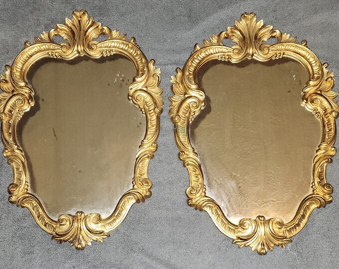 Mid Century Ornate Gold Plastic Frame Mirror Set of 2 Italy - Etsy