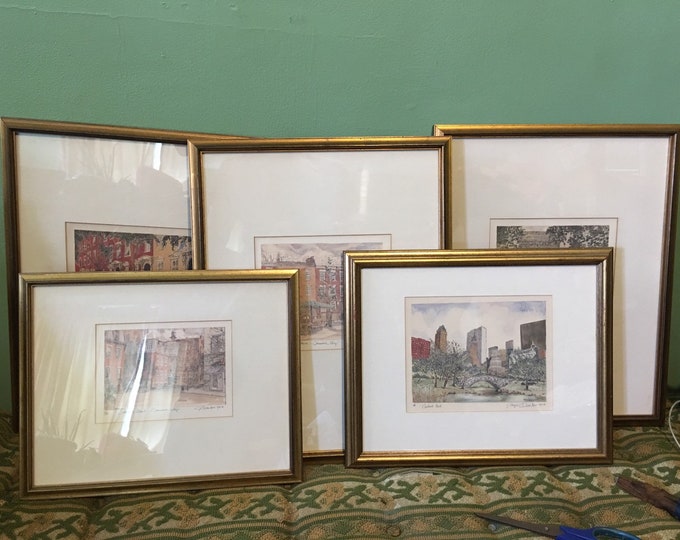 Vintage Georgia Chambers New York City Artists Signed Print Lot of 5 ...