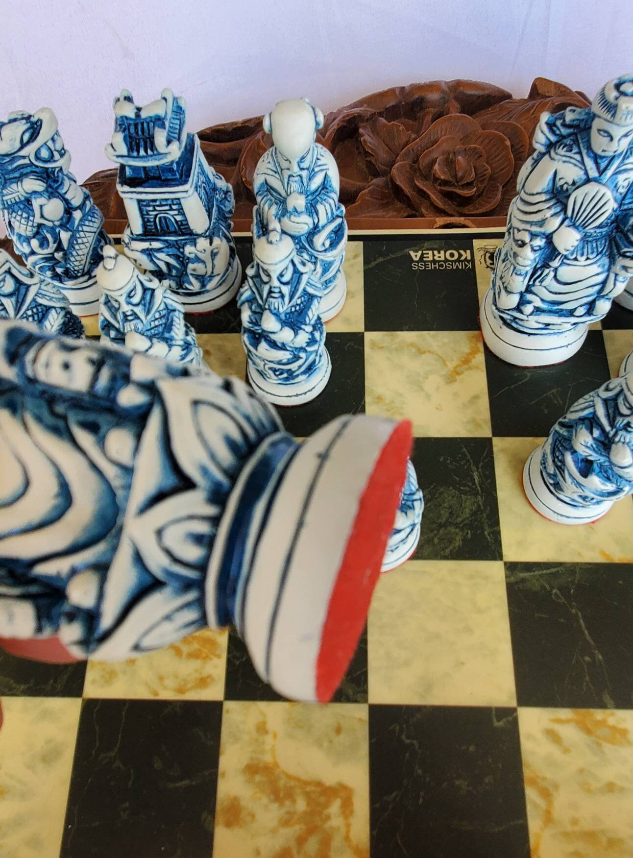 Vintage Kimschess Korean Chess Set Carved Wood Base Carved Pieces - Etsy