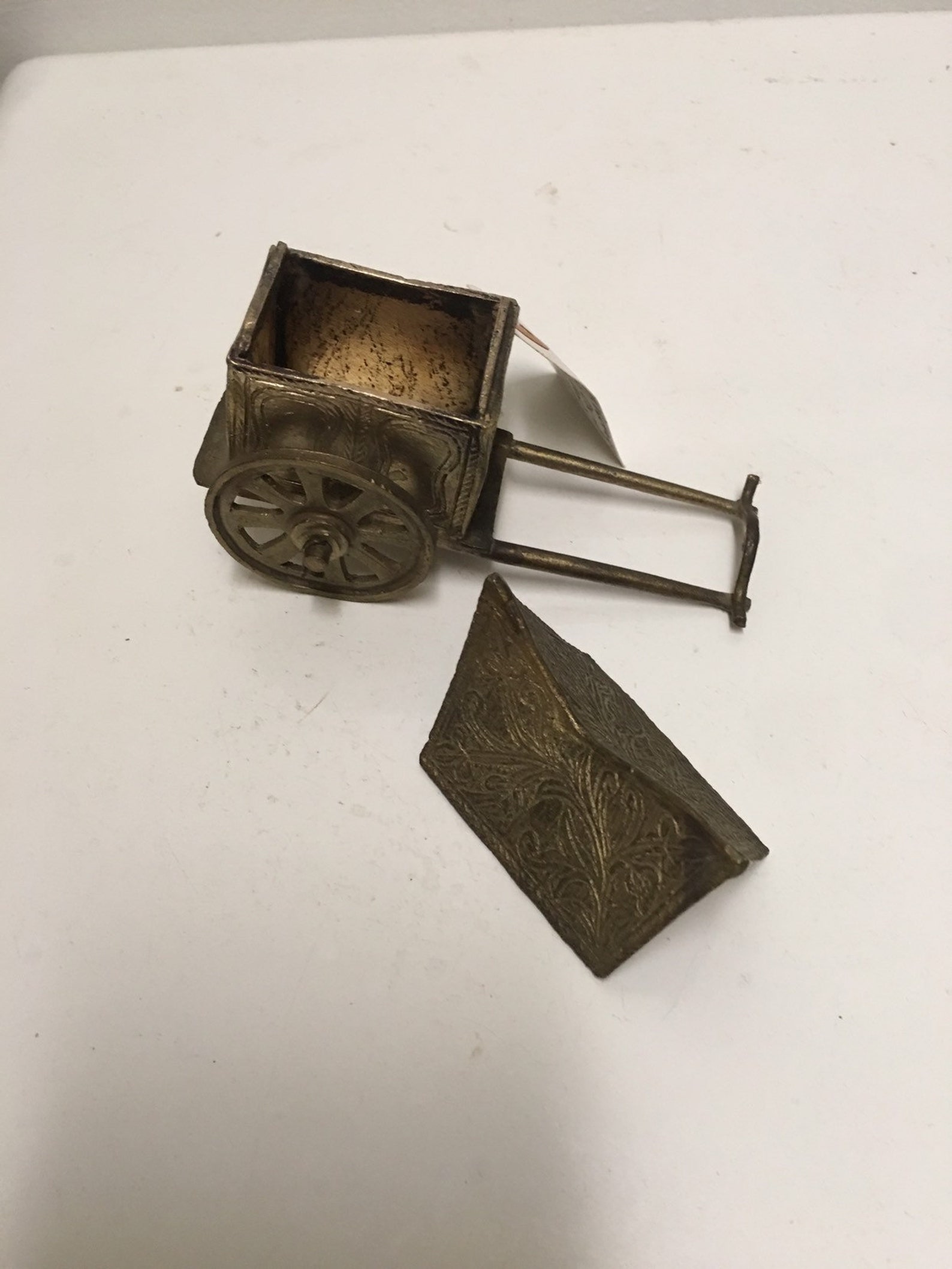 Antique Brass Chinese Cart Wagon Removable Top Moving Wheels Sanitized ...