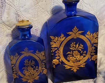 Cobalt Blue Decanter Set - Etsy