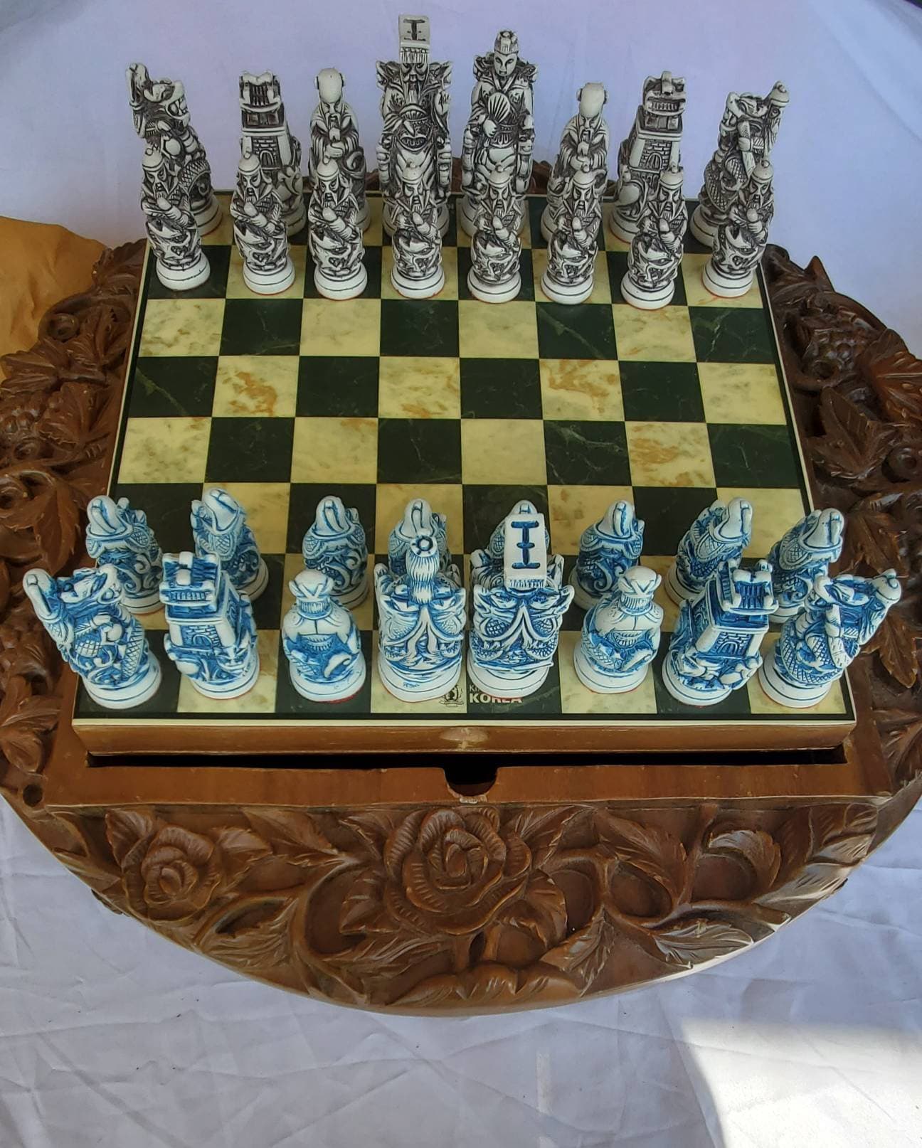 Vintage Kimschess Korean Chess Set Carved Wood Base Carved Pieces - Etsy