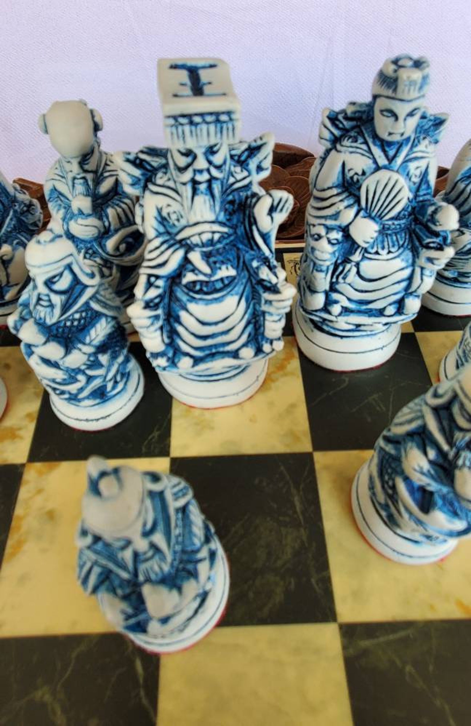 Vintage Kimschess Korean Chess Set Carved Wood Base Carved Pieces - Etsy