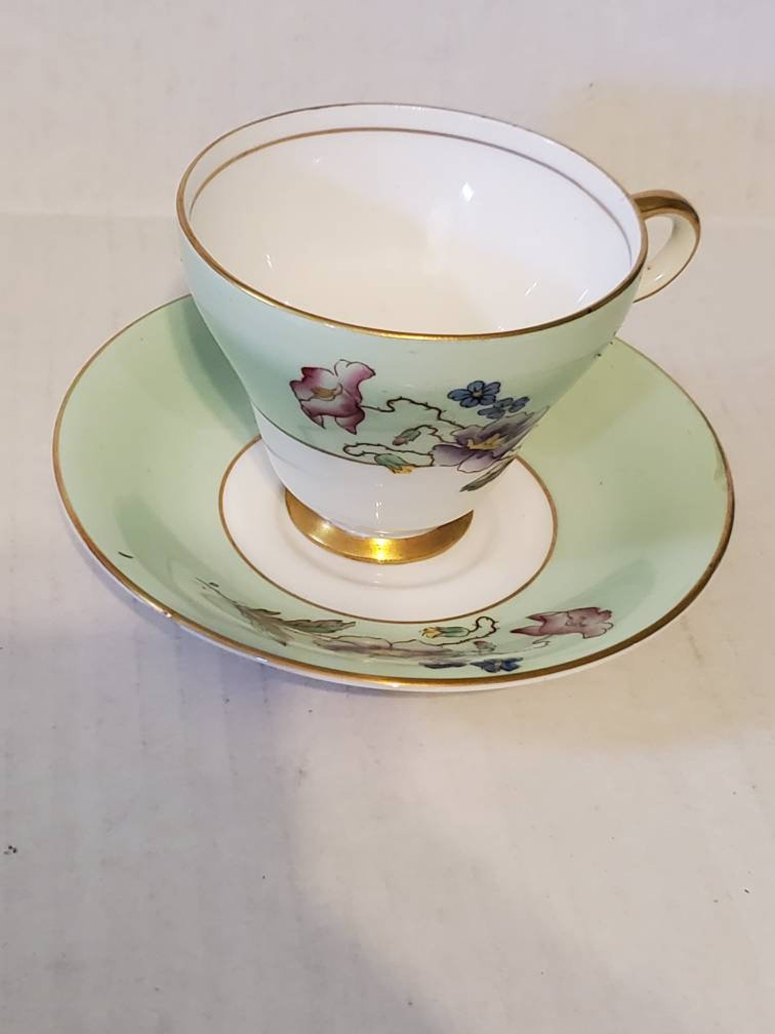 Vintage Taylor and Kent Tea Cup and Saucer Mint Green With - Etsy