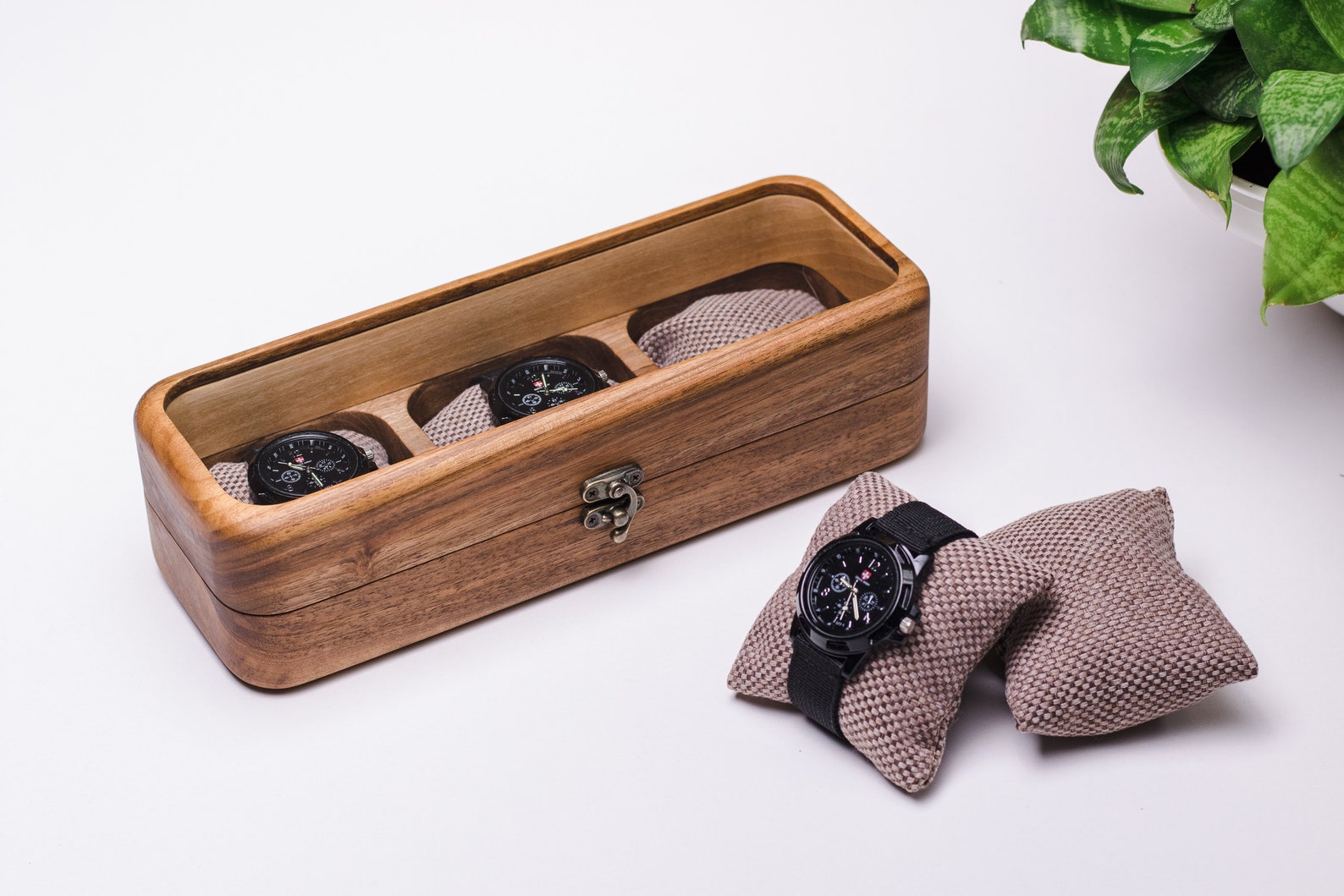 Wood Watch Box Walnut Watch Storage Box Modern Watch Boxes - Etsy UK