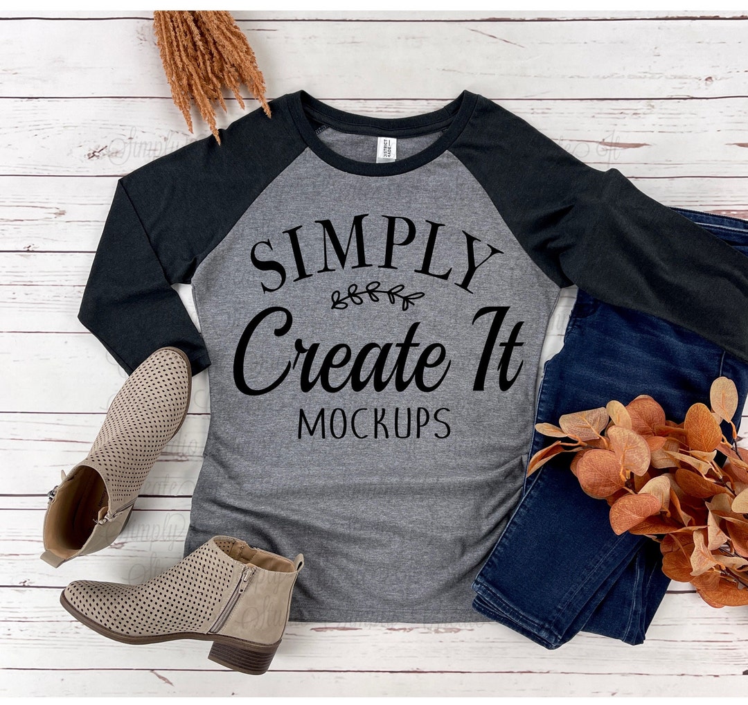 District DM136L Black Frost Grey Frost, Flat Lay, Black Raglan Mockup ...