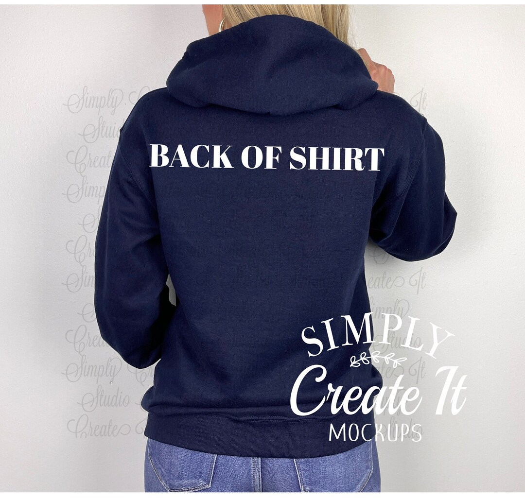 Gildan 18500 Navy Hooded Sweatshirt Mockup, Gildan 18500 Model Mockup ...