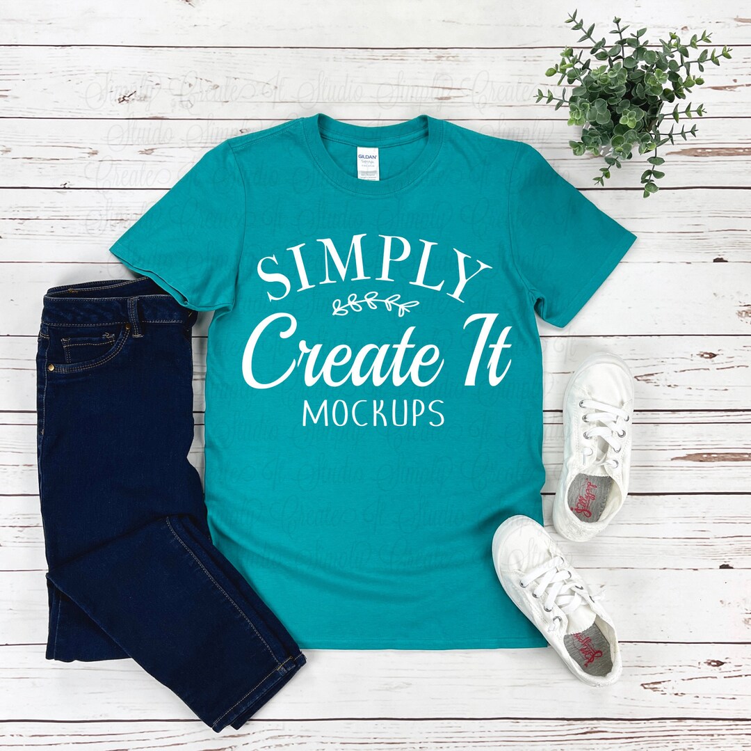 Gildan 64000 Jade Dome Mockup, Gildan 64000 Jade Dome, T-shirt Mockup ...