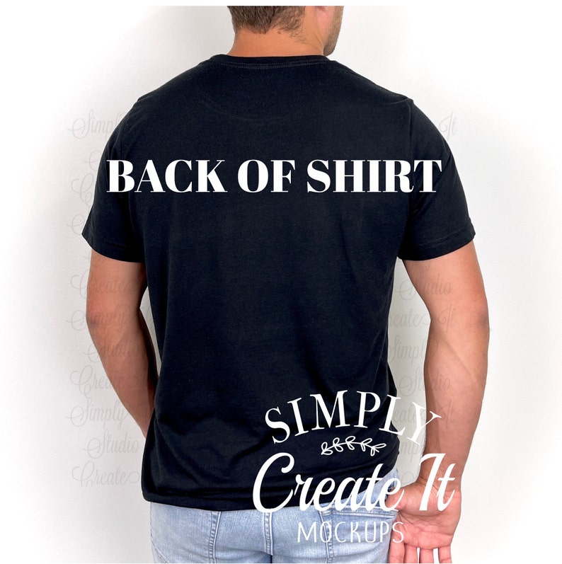 Black T-shirt Model Mockup, Model Back of Black T-shirt Mockup, Men's ...