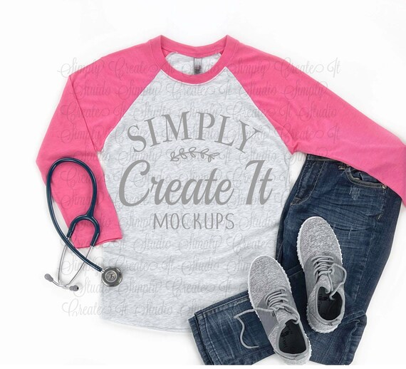 Next Level 6051 Raglan Vintage Pink Mockup Flat layPink | Etsy