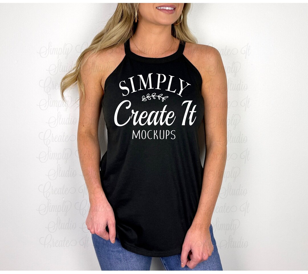 District DT137L Black Rocker Tank Model Mockup, Black Rocker Tank ...