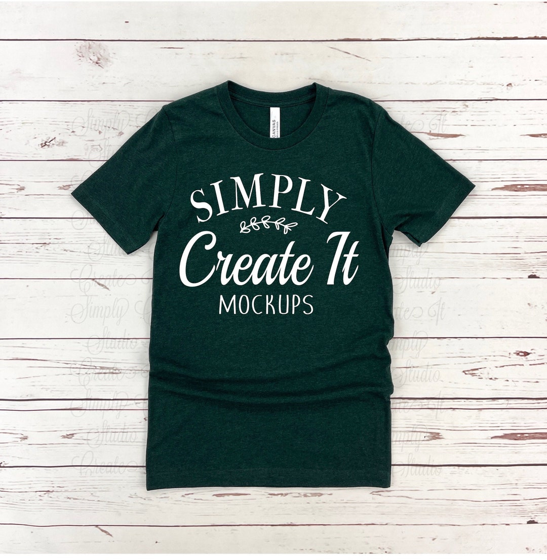 Bella Canvas 3001 Heather Emerald Mockup, Bella 3413 Emerald Green ...