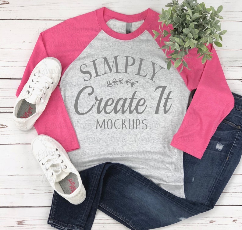 Next Level 6051 Raglan Vintage Pink Mockup Flat Laypink | Etsy